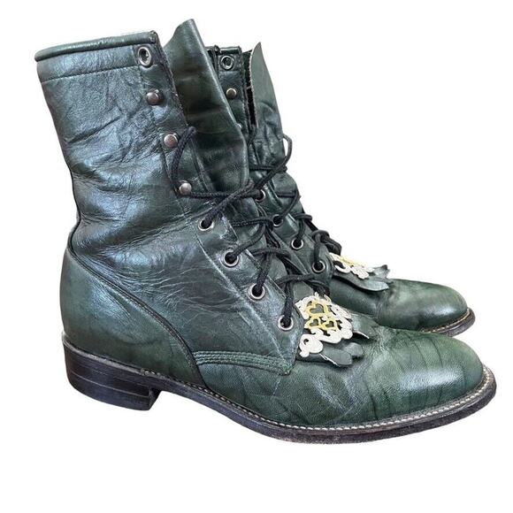 Justin Boots | Shoes | Justin Vintage Leather Womens Whimsigoth Green ...